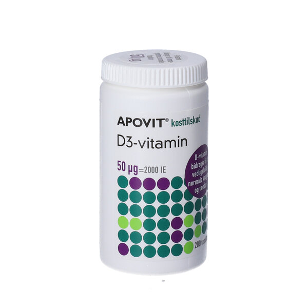 Apovit D3-vitamin 50 mikrg 200 stk. | Køb på DinApoteker.dk